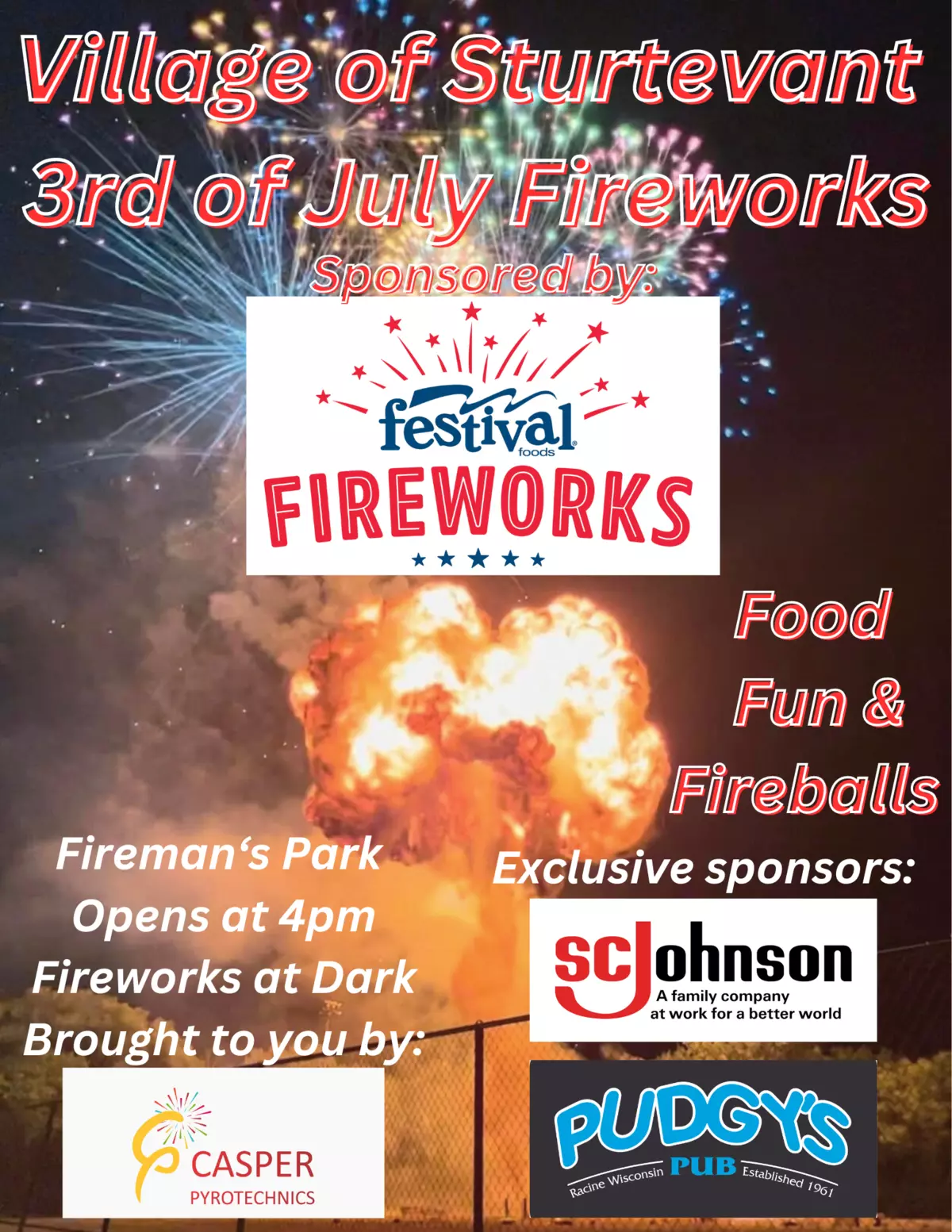 Fireworks Show at Fireman's Park | Sturtevant WI